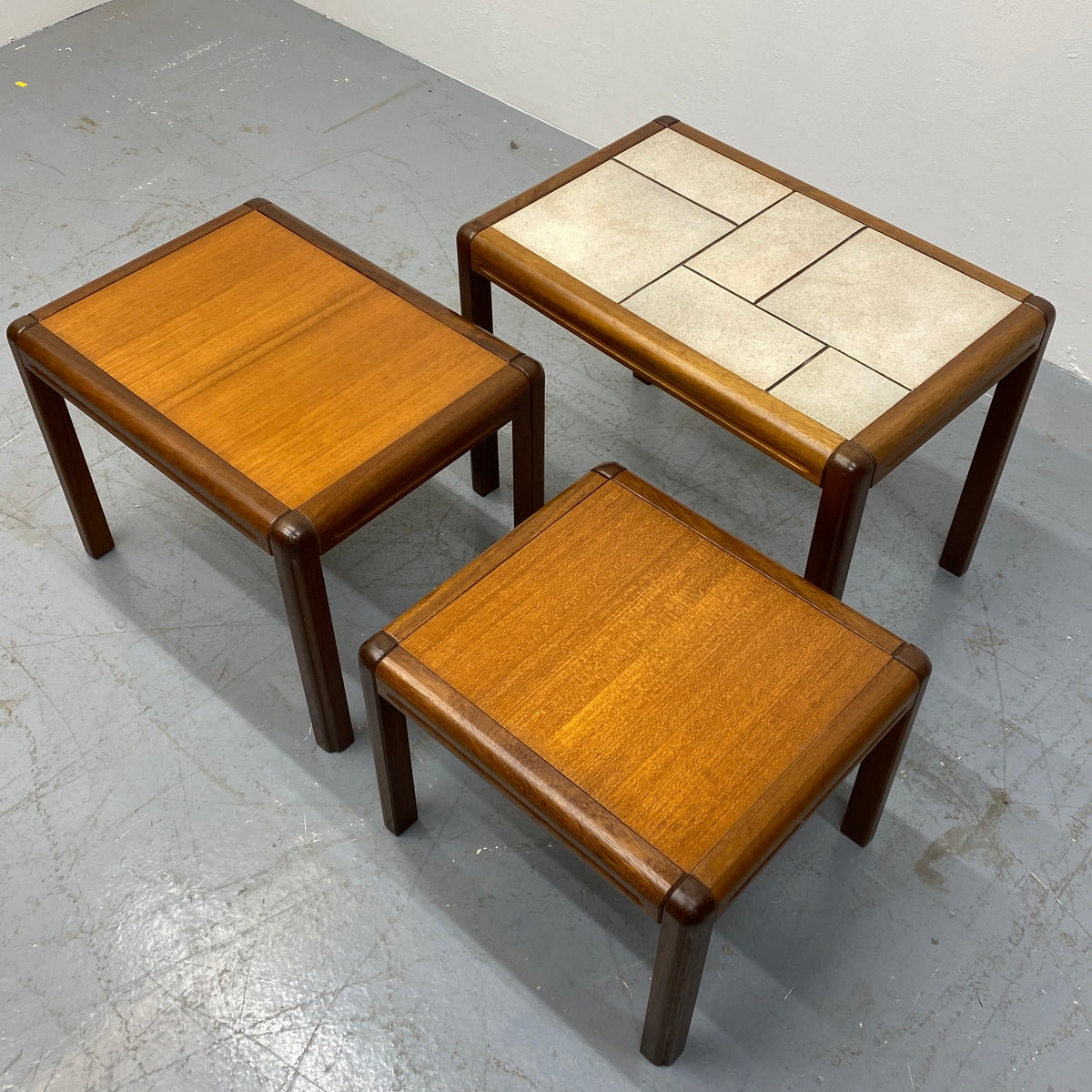 Vintage Nest Of Tables Teak Tiled – Pool Bank Interiors